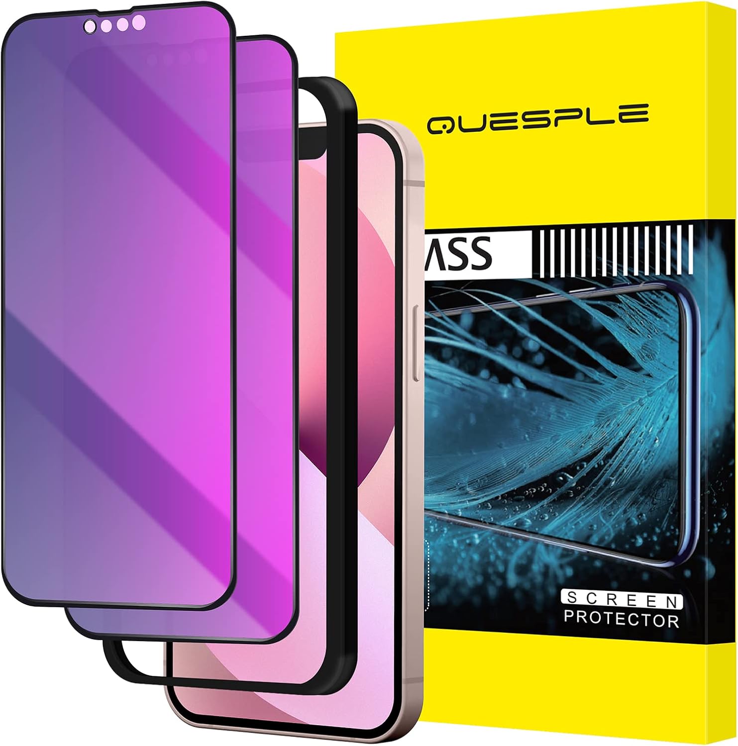 Amazon.com: QUESPLE [2 Pack] Purple Privacy Screen Protector for iPhone ...