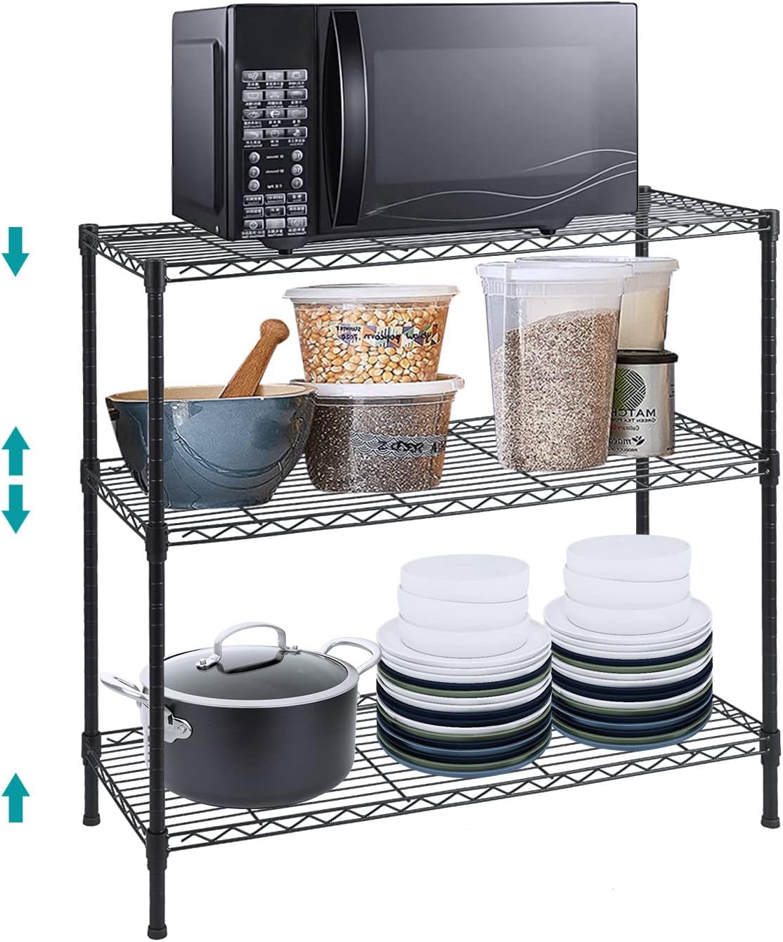 Amazon.com: ANTSKU 3-Tier Adjustable Shelving Unit, Metal Wire Rack ...