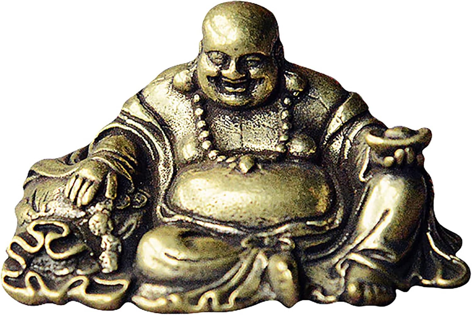 LOTONJT Buddha Statue Feng Shui Brass Statue Laughing Buddha Holding ...
