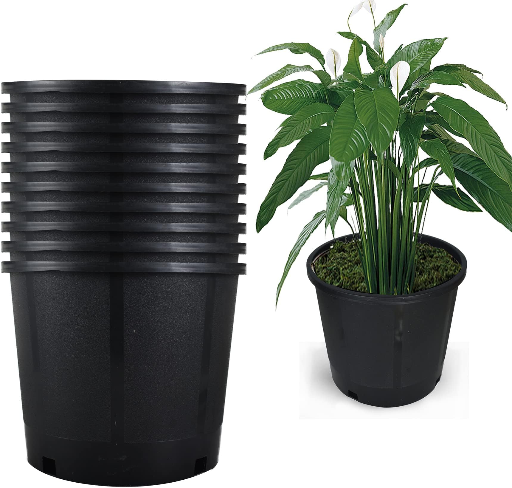 Amazon.com: 6 New Plastic Nursery 7 Gallon Trade Pot ~ Actual Volume: 5 ...