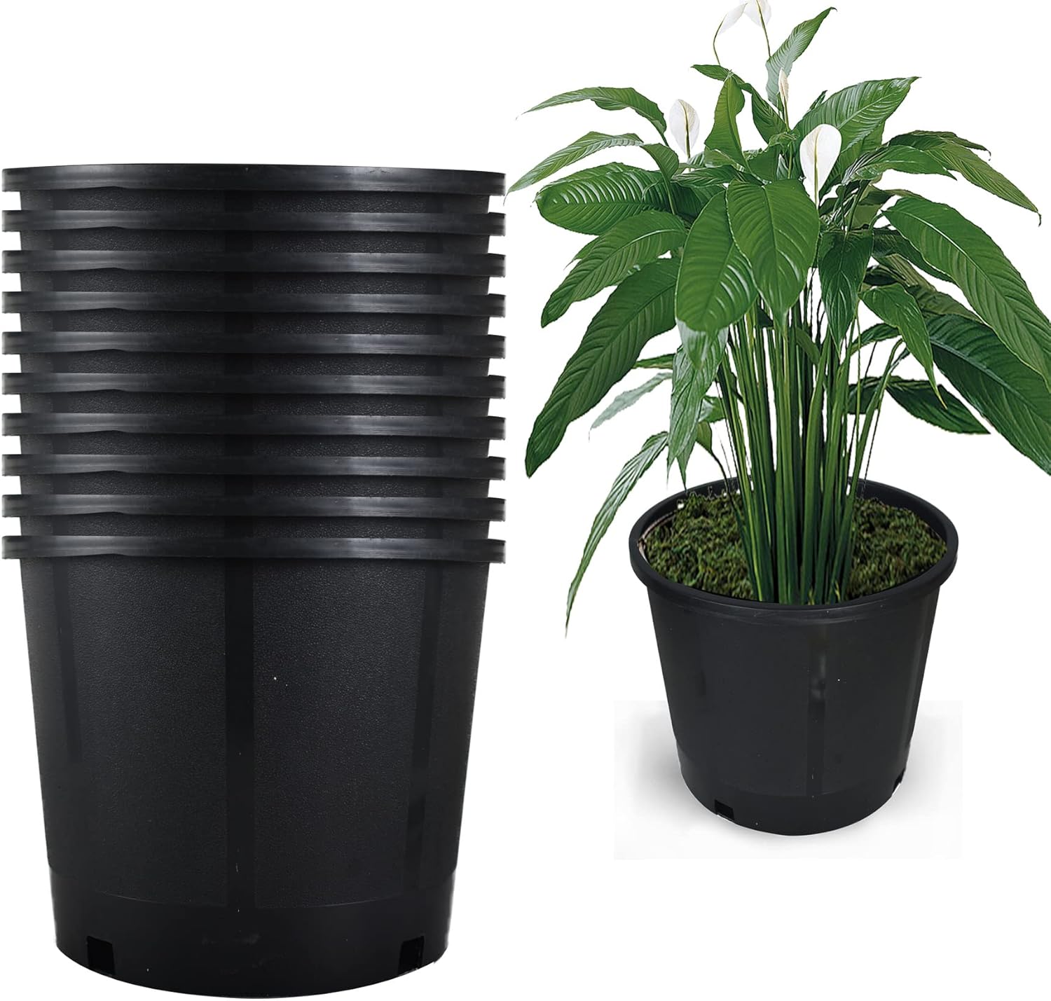 Amazon.com: WFLNHB 10 Packs 7 Gallon Flexible Nursery Pot Plastic ...