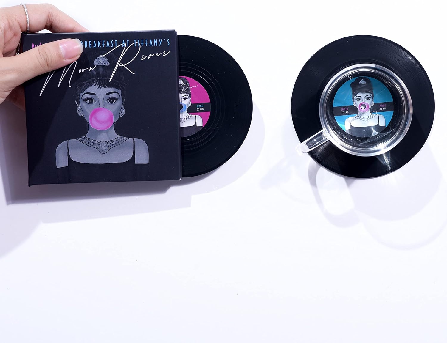 Amazon.com: Mini Vinyl Record Coasters - Set of 2 Cool Music Coasters ...