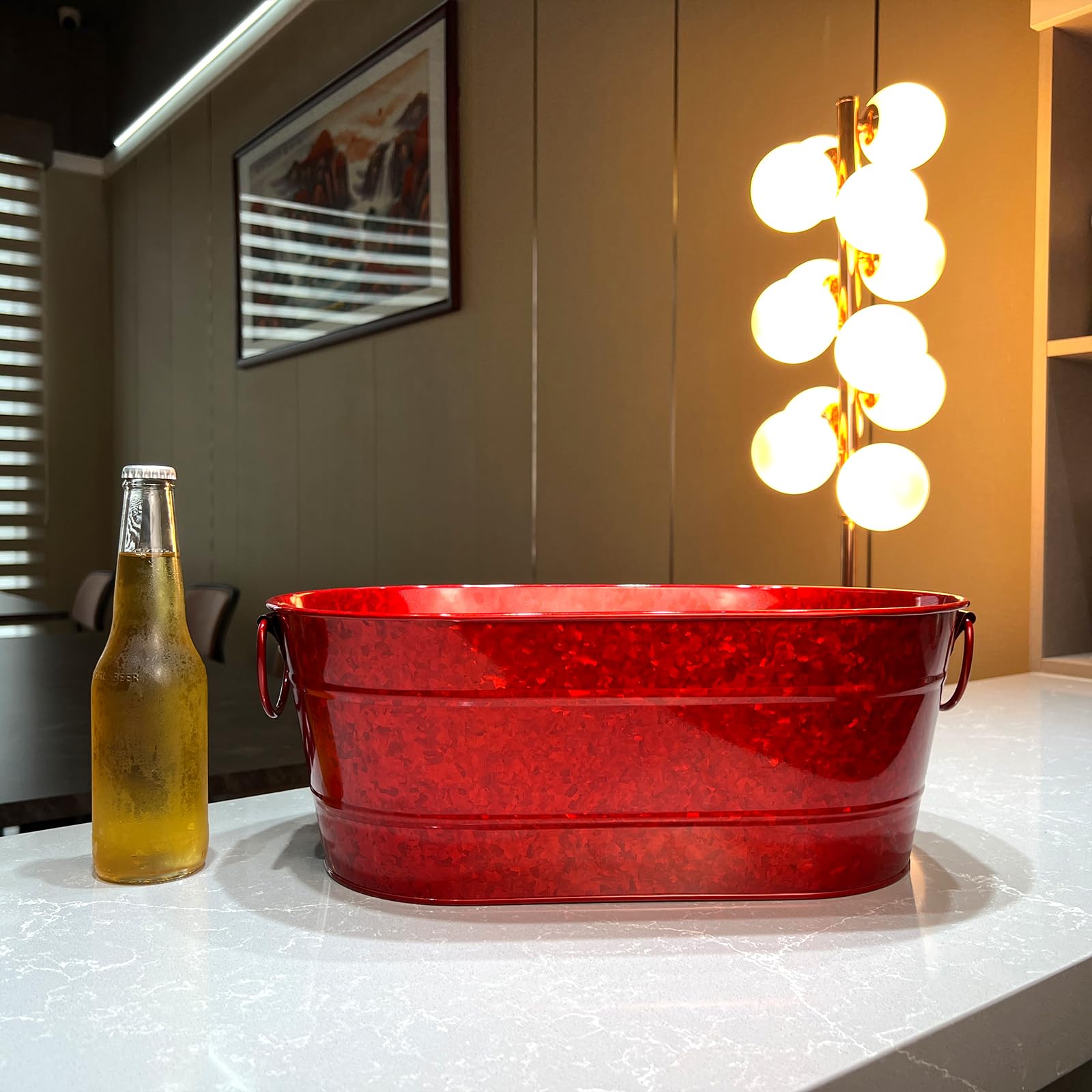 Metal Bucket 2 Pack Galvanized Tub 3 Gallon Ice Bucket With Handle ...