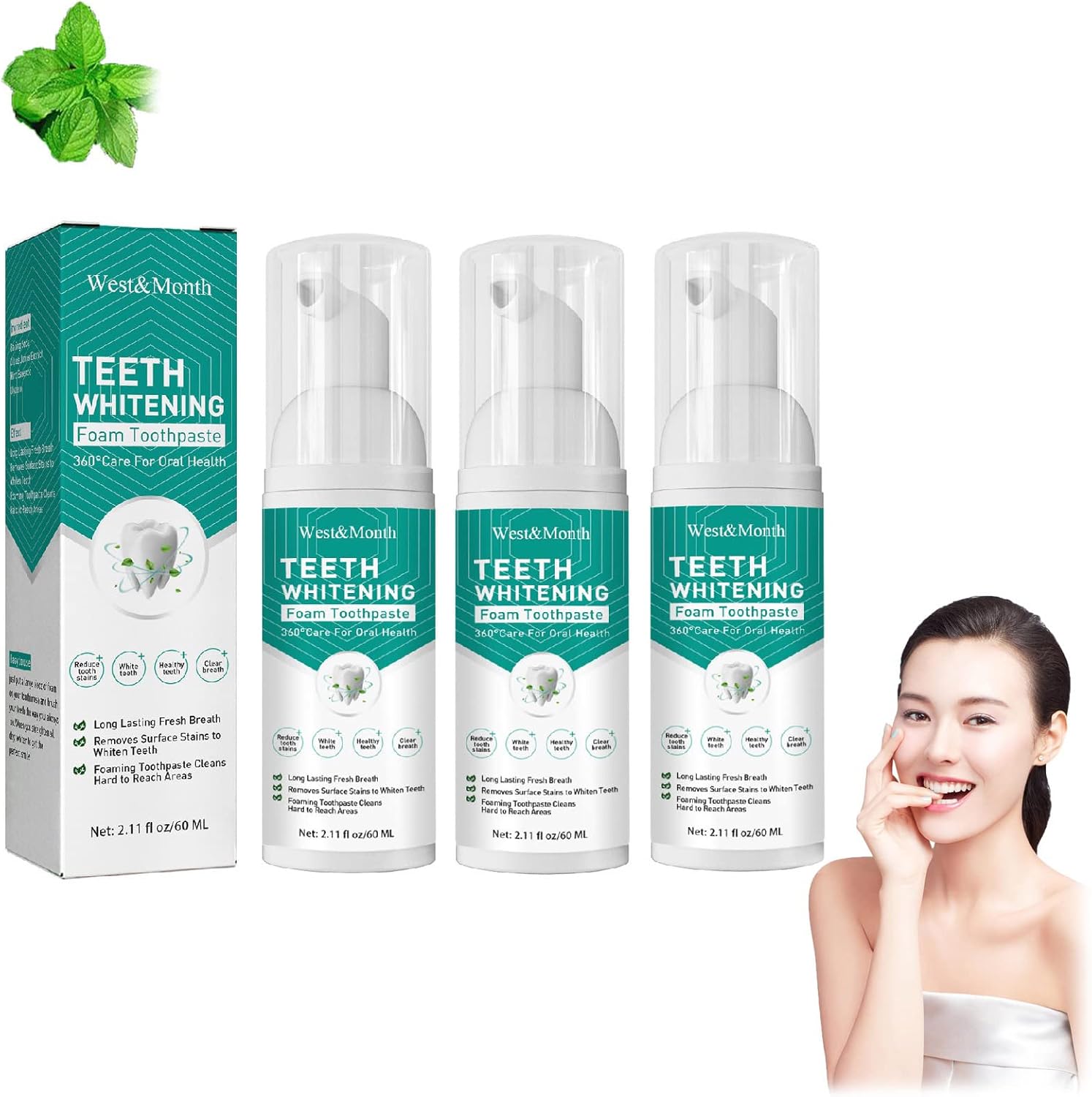 Teethaid Mouthwash, Teeth Whitening Toothpaste Foam, Natural ...