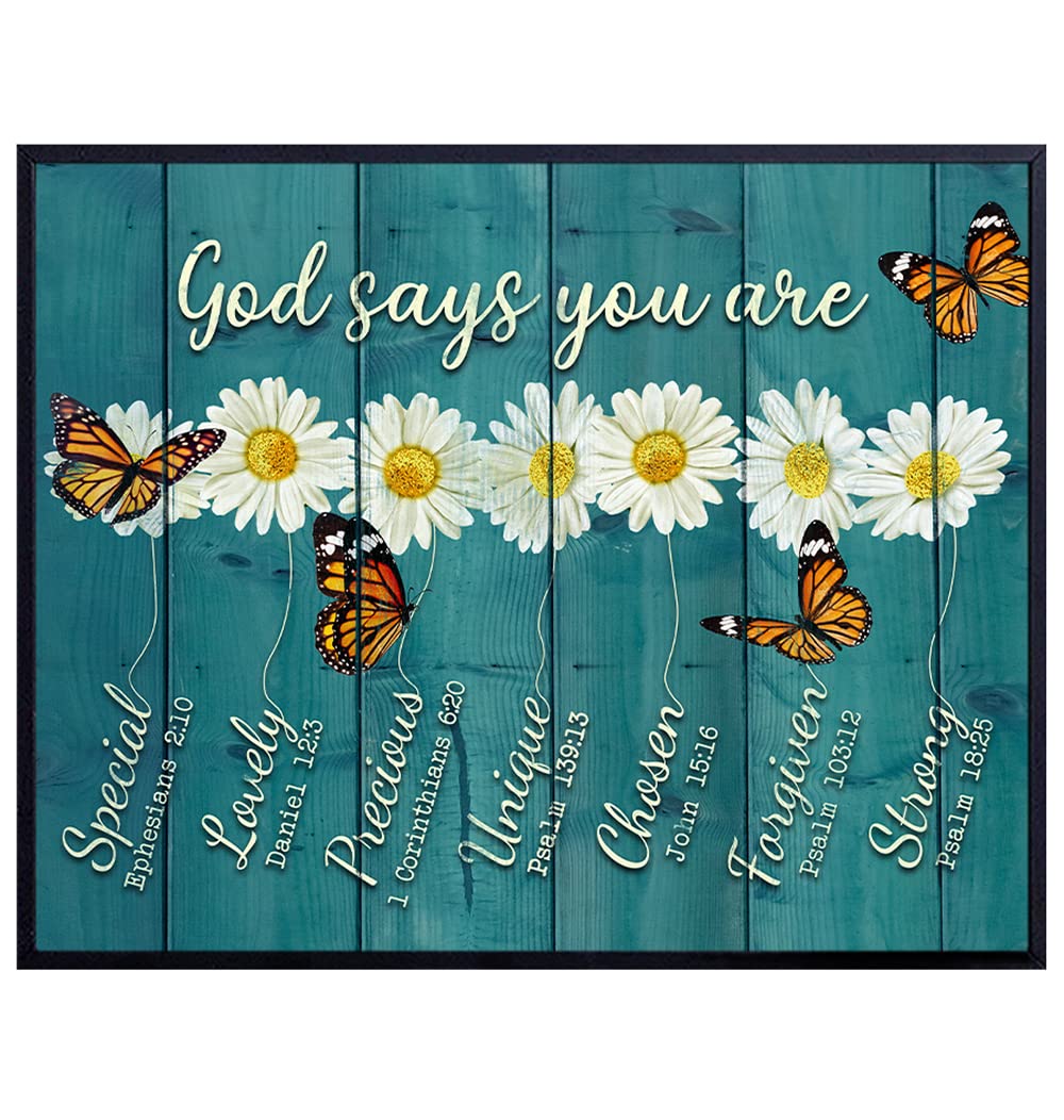 Amazon.com: God Says You Are Scripture Wall Art & Decor - Religious ...