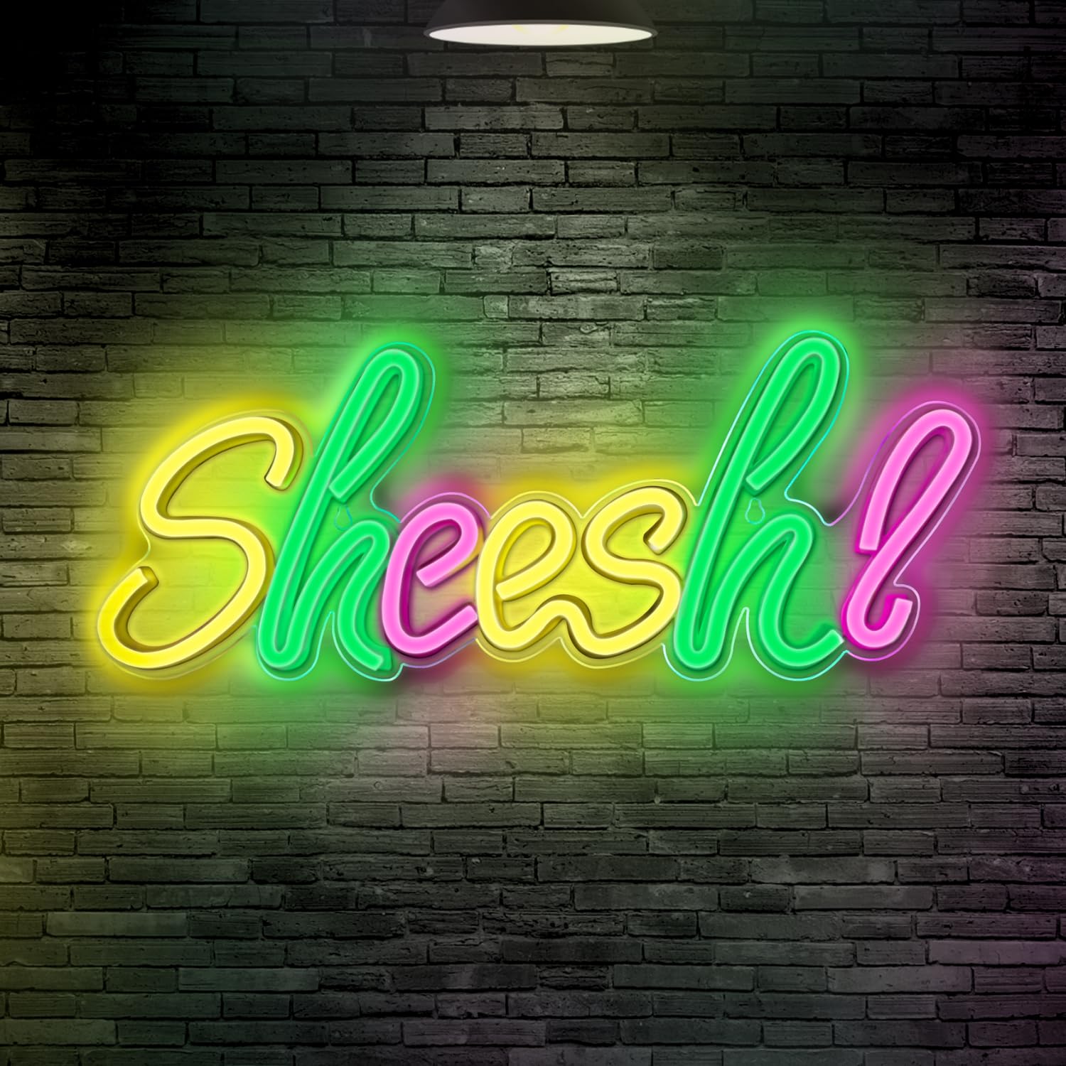Amazon.com : Sheesh Neon Sign - Multi Color LED Neon Light - Tiktok Meme Gaming Room Setup - USB ...