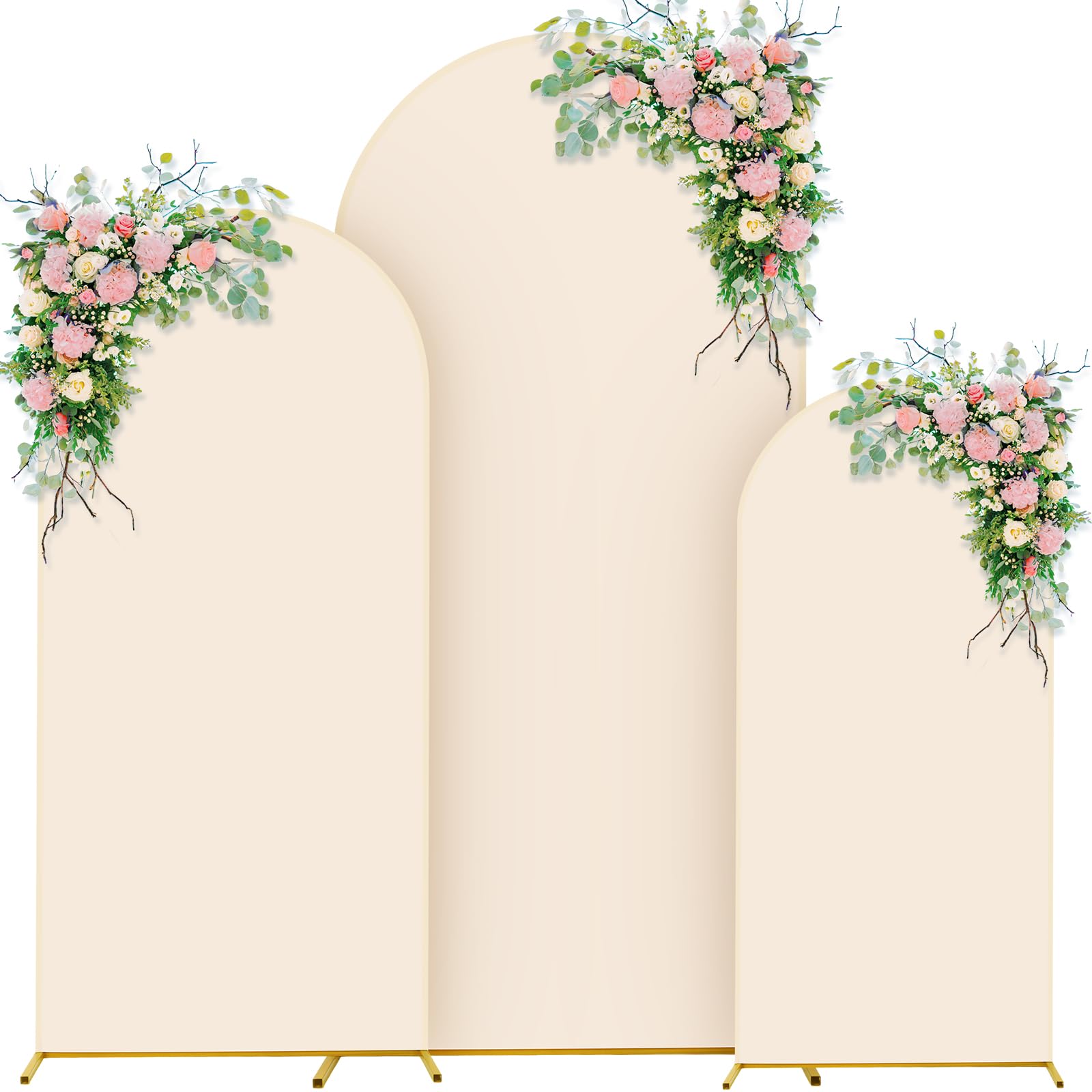 Amazon.com : Tandefio 3 Sets Gold Metal Wedding Arch Arched Backdrop ...
