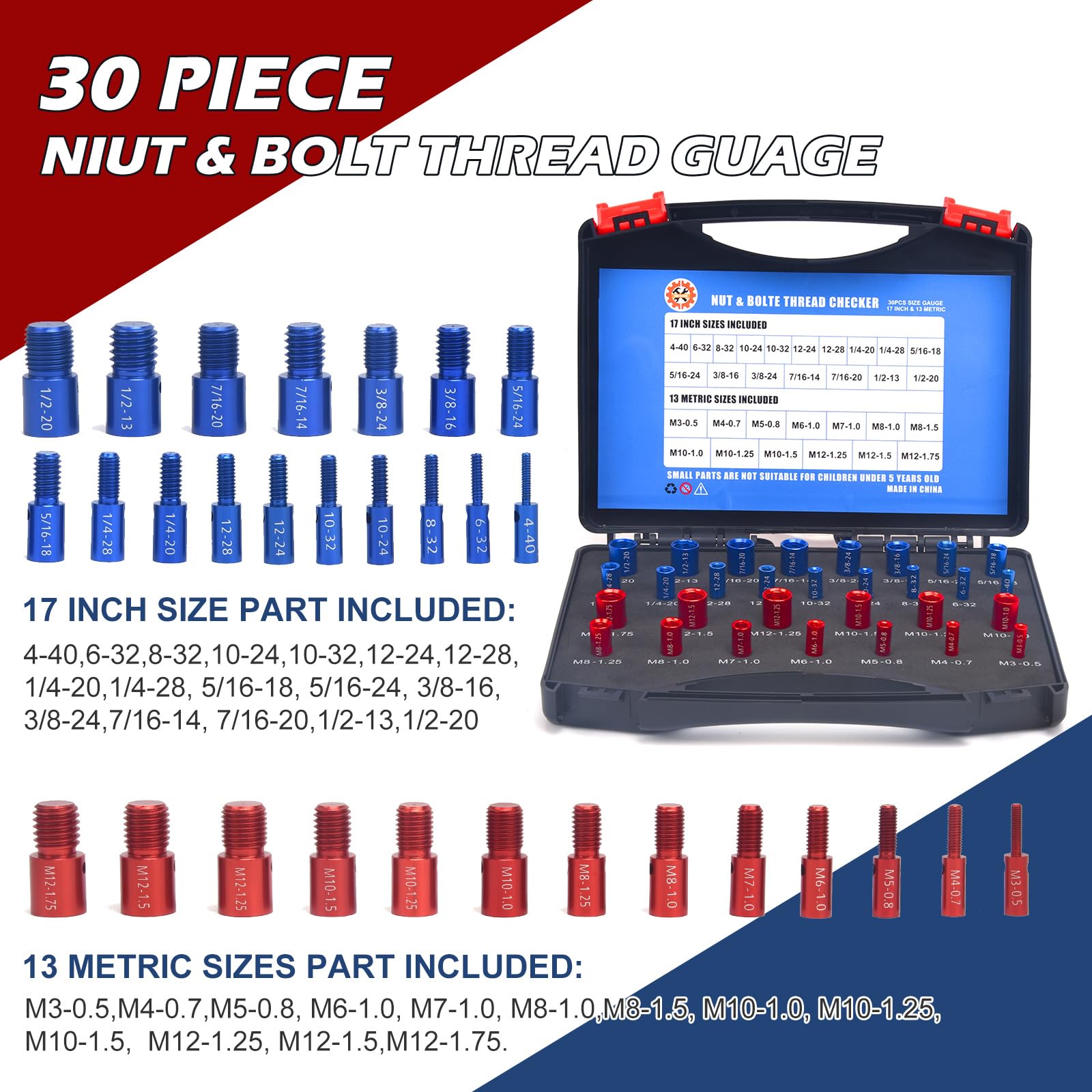 Snapklik.com : Nut And Bolt Thread Checker - 30PCS