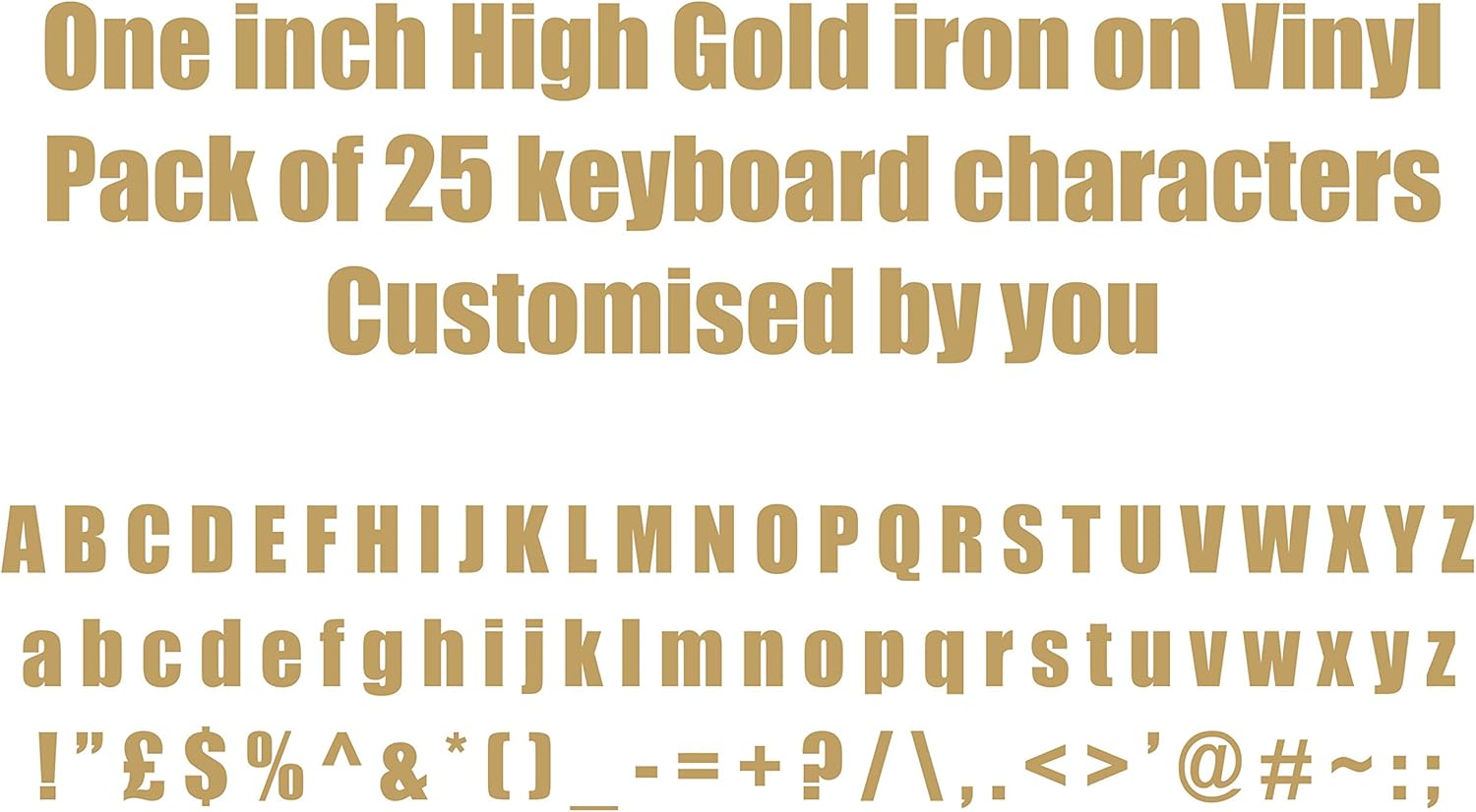One inch high Gold iron on Vinyl. Pack of 25 keyboard characters made ...