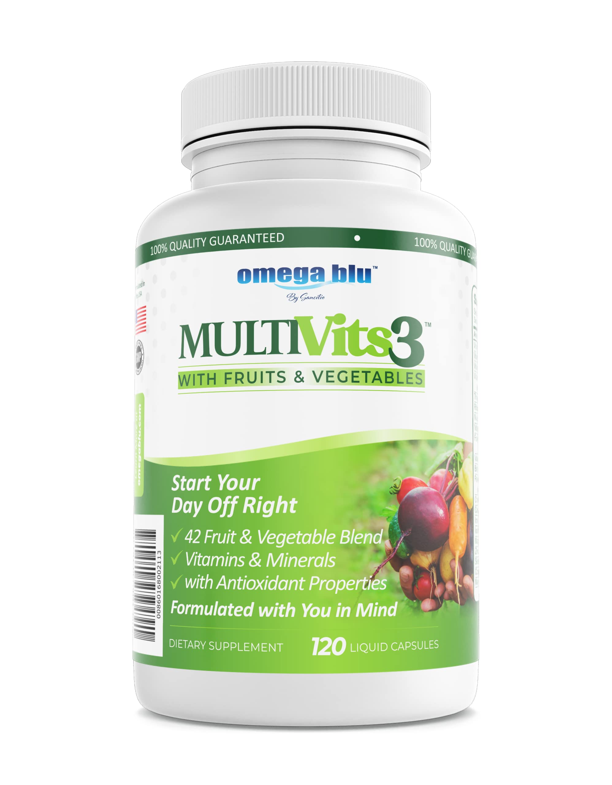Amazon.com: OMEGA BLU Multi Vits 3 Multivitamin - 2 Per Day - 70+ Total ...