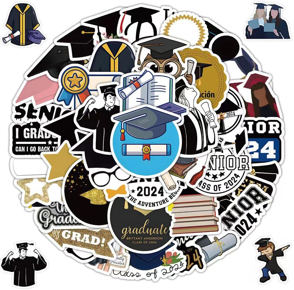 Amazon.com: NADUSEP Graduation Stickers 2024 College Stickers, 52Pcs ...