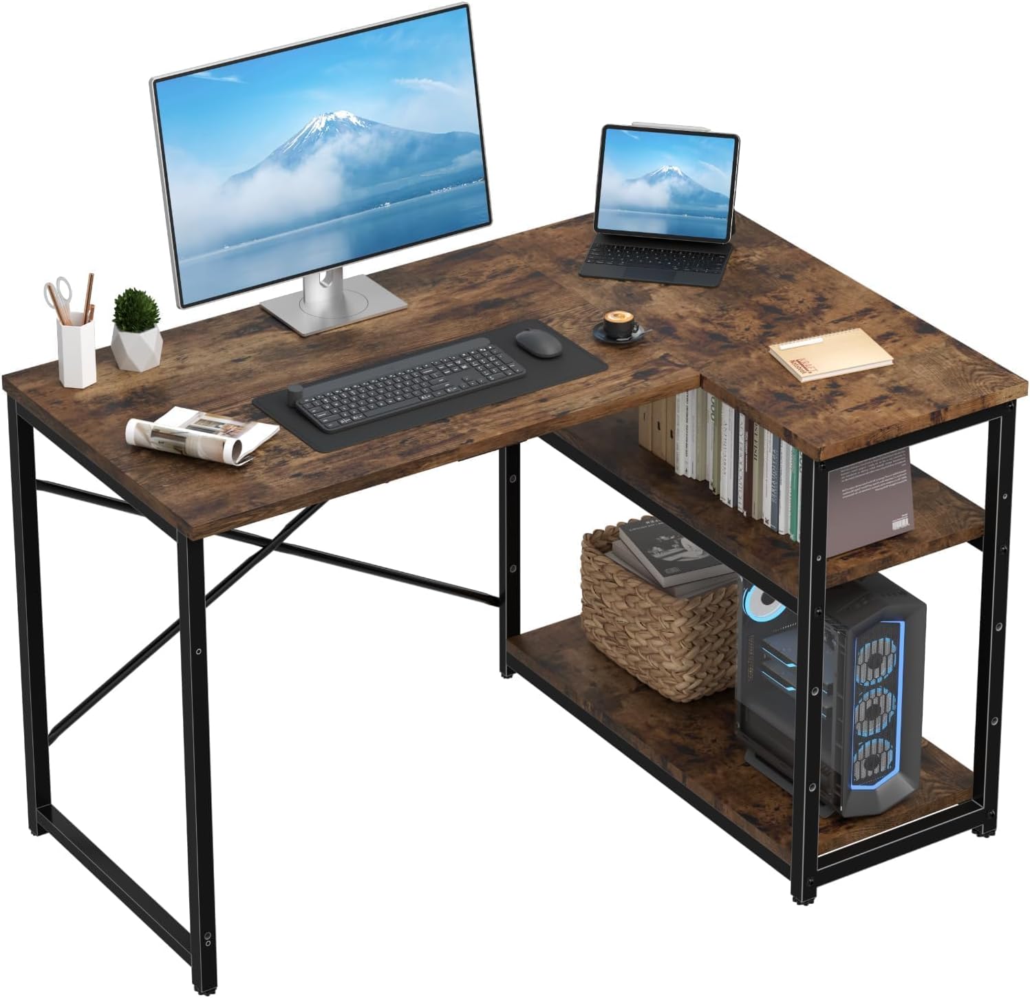 TRIUMPHKEY 100 * 80cm L Shaped Computer Desk with Reversible Large ...