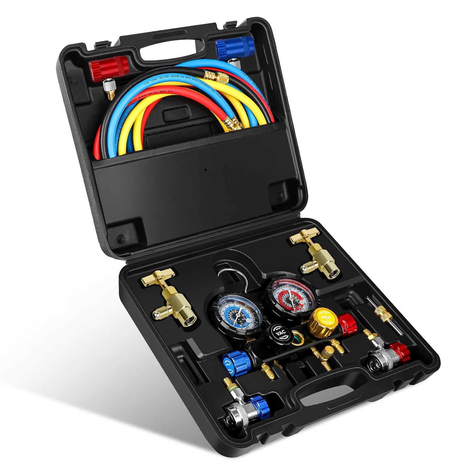 Amazon.com: AC R1234yf R134a Gauge Set - Automotive 4 Valve Manifold Gauge Set AC Gauges ...