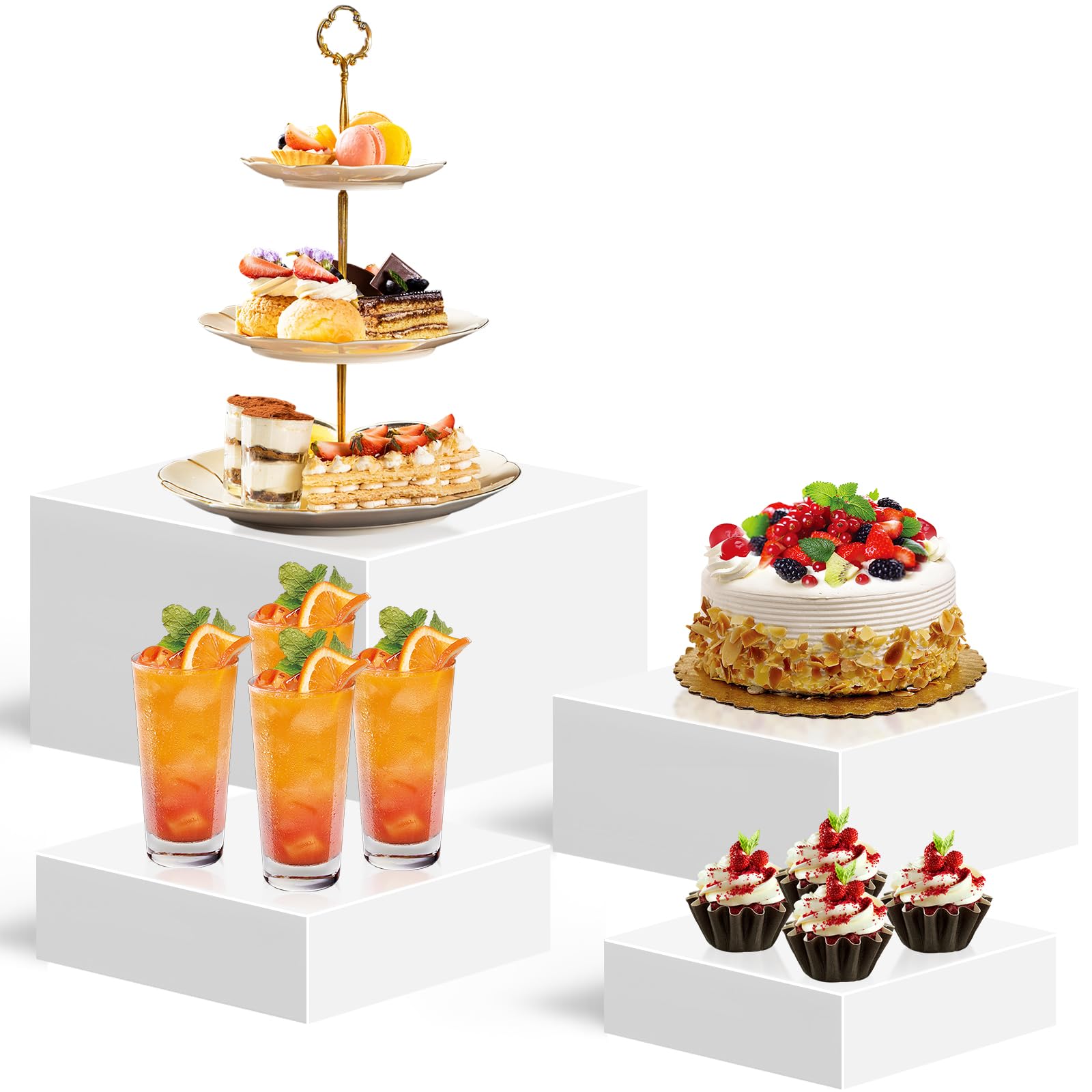 Amazon.com: PARGAGAM 4PCSBuffet Risers, Food Risers for Buffet Table ...