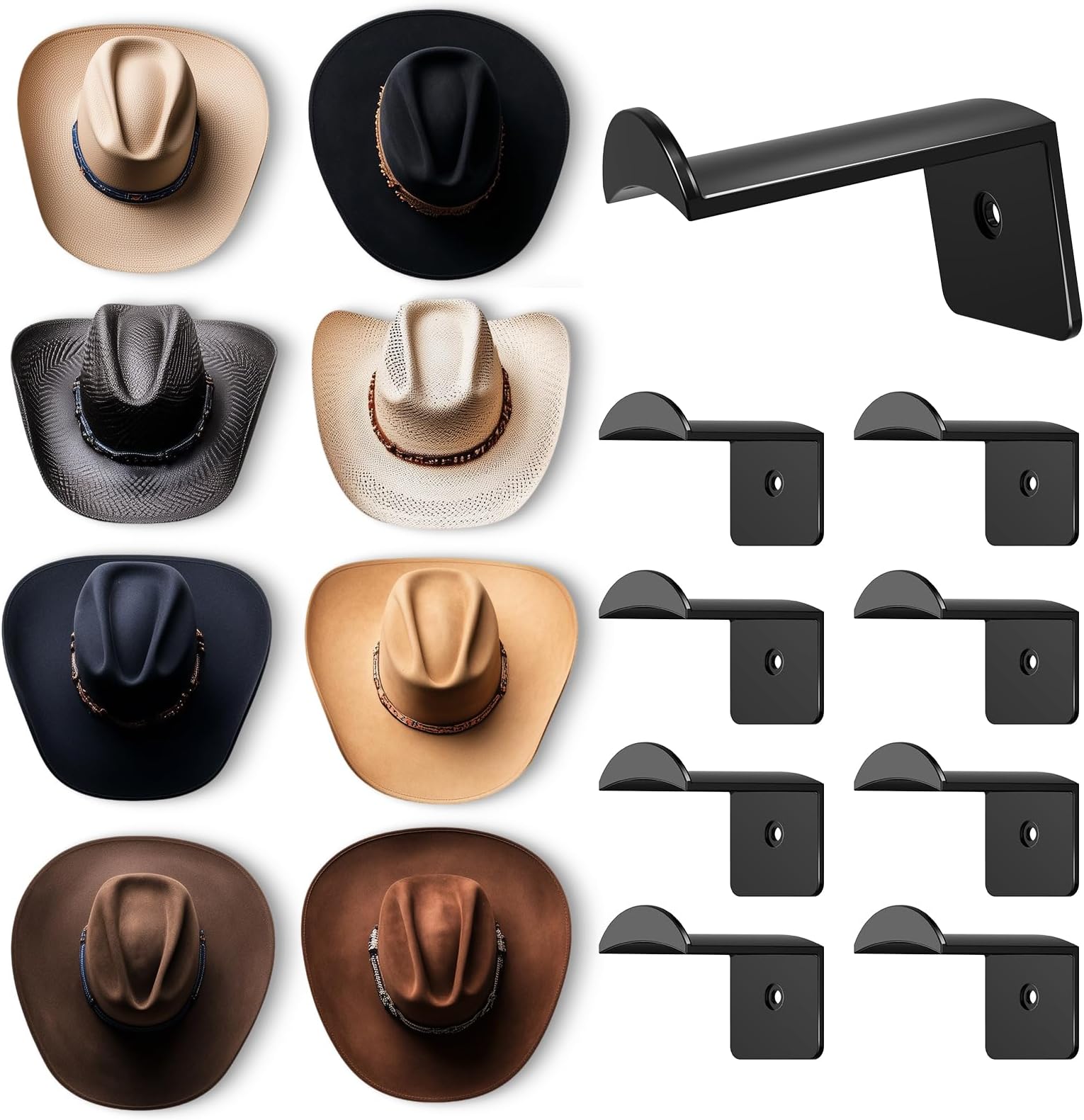 Amazon.com: A.J. Boone Cowboy Hat Rack - Set of 2 Decorative Wall ...