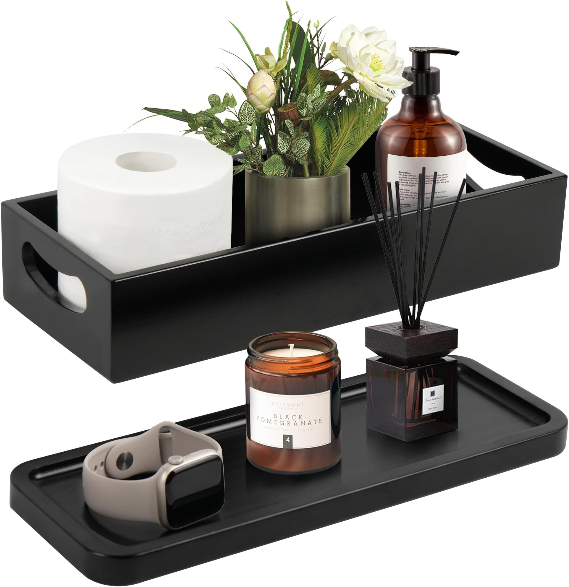 Amazon.com: ALELION Black Bathroom Basket - Wooden Toilet Tank Paper ...