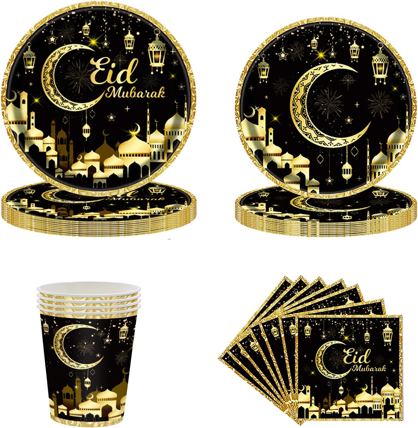 Amazon.com | KYMY 68 pcs Eid Mubarak Tableware Set, Ramadan Muslim ...