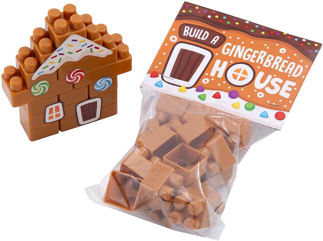 Amazon.com: Fun Express Gingerbread House Building Brick Handout for 12 ...