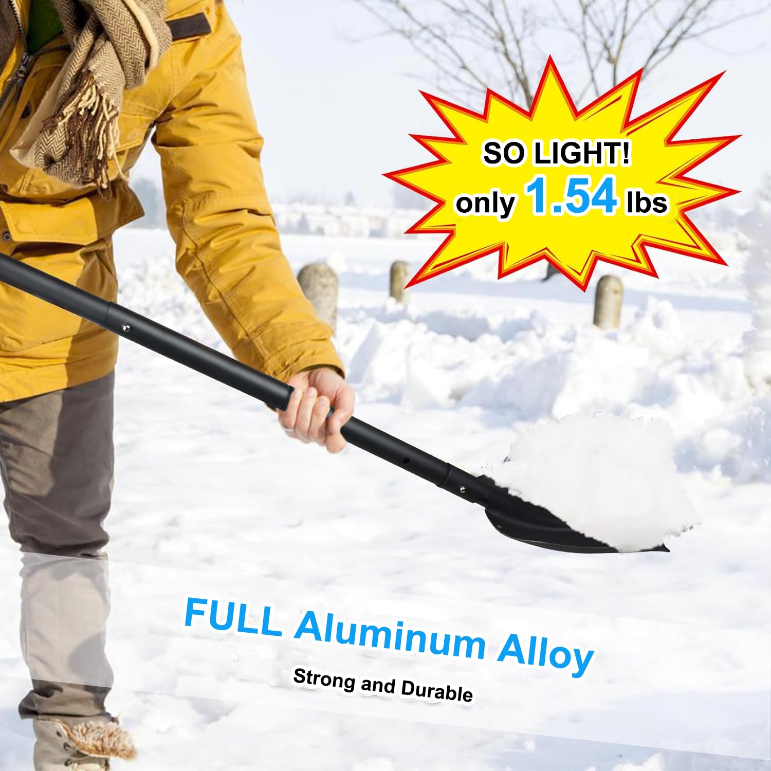 Aluminum Removable Snow Shovel, max 43" Retractable Snow Shovel, 5 ...