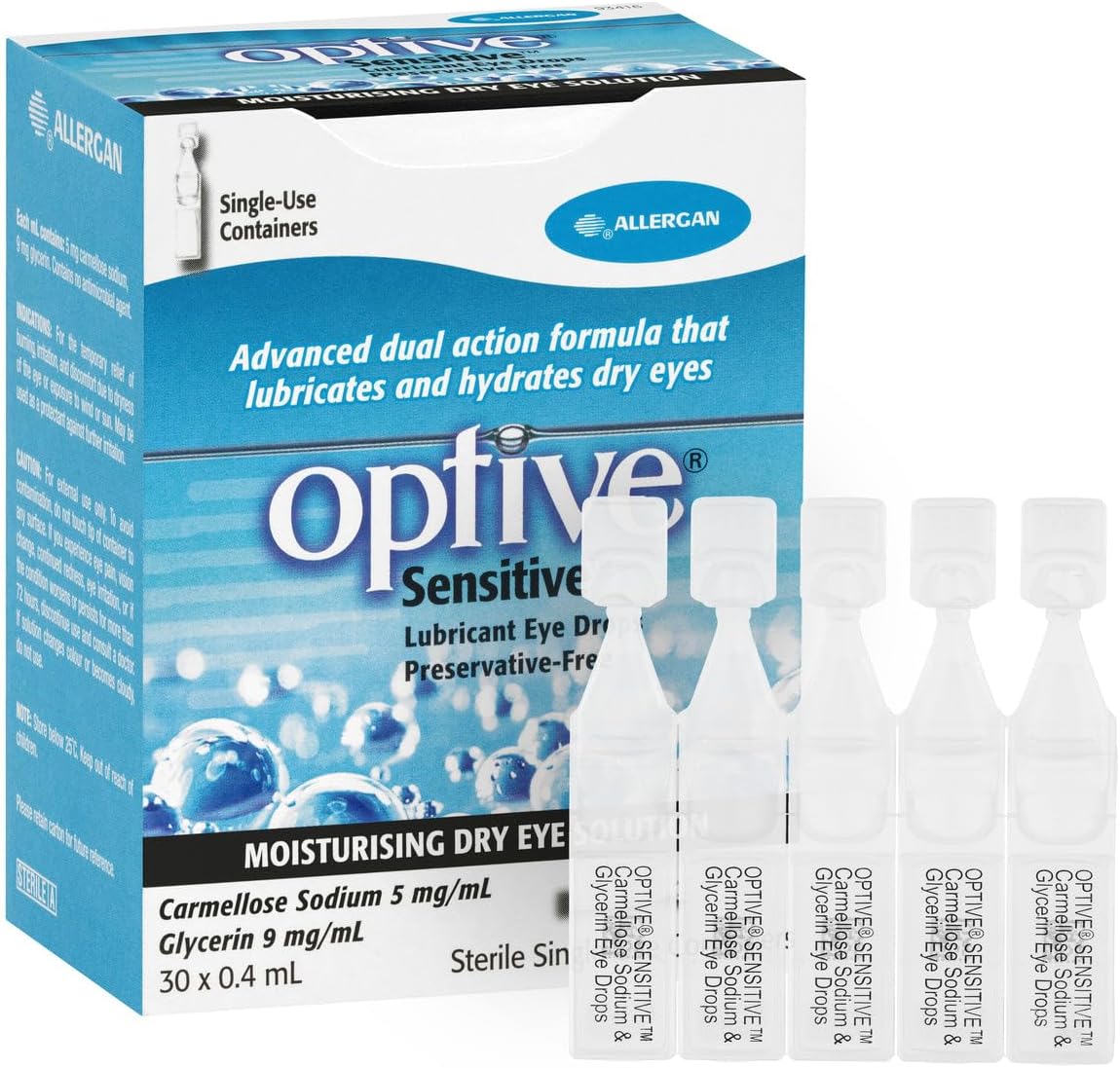 Allergan Optive UD Sensitive Lubricant Eye Drop 30 x 0.4 ml : Amazon ...