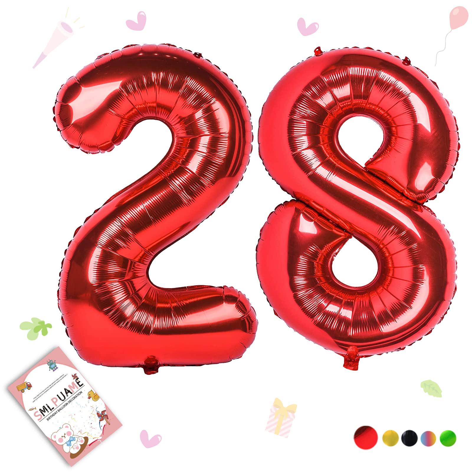 Amazon.com: Smlpuame 40 inch Number Balloon 0-9 Red Large Number 28 ...