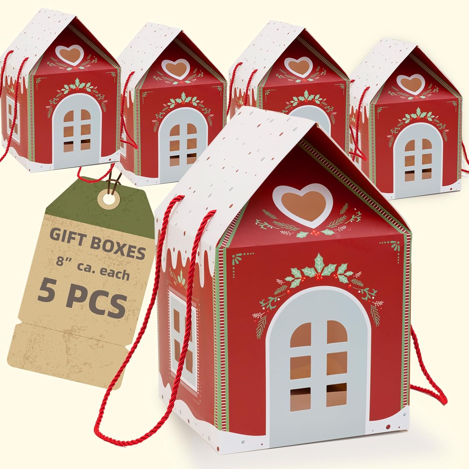 Amazon.com: ASSTLAYWHHI Pack of 5 House Shaped Gift Boxes (7.87 x 7.87 ...