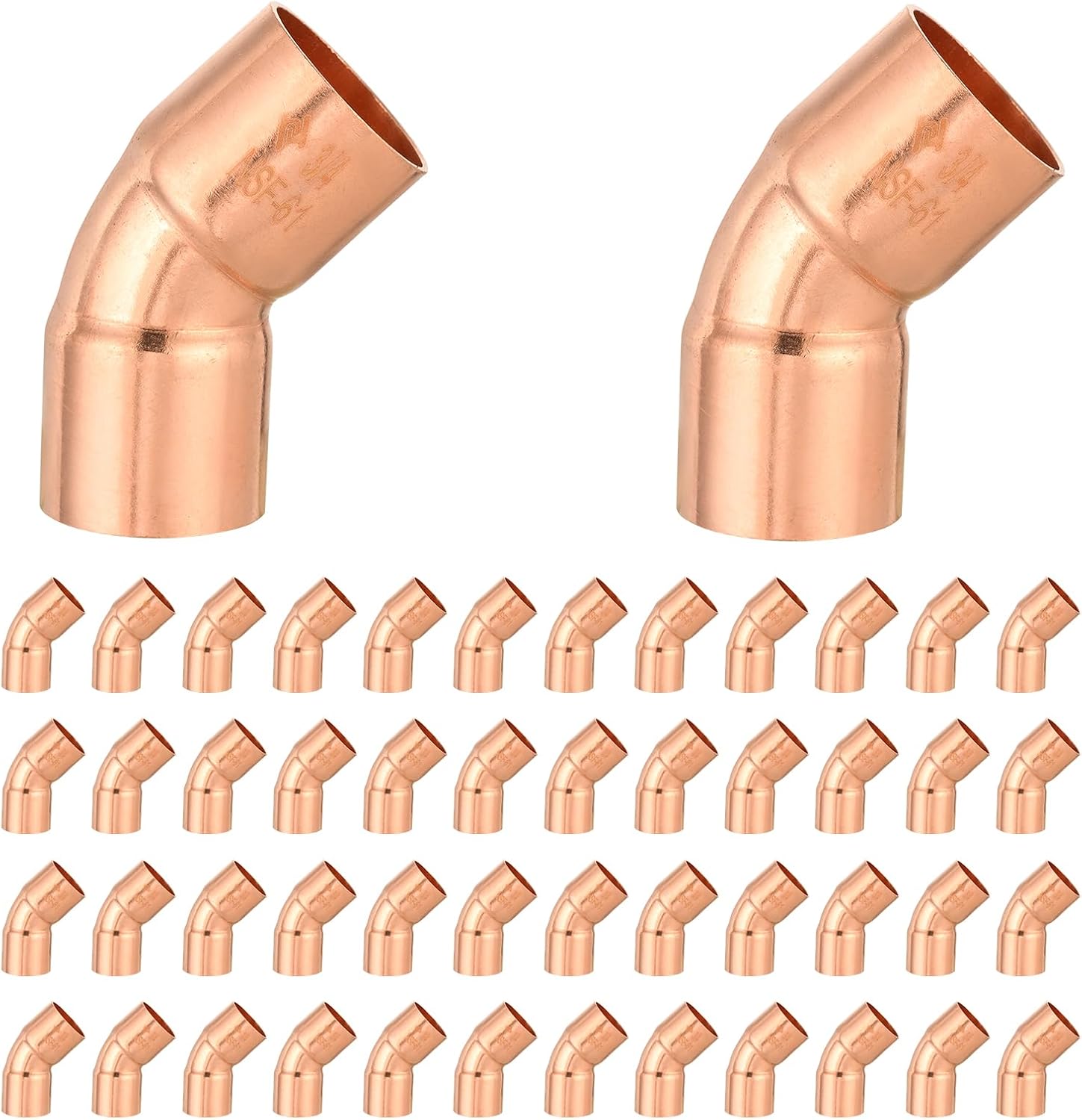 HeSun 50-Pack Copper Fittings, 3/4-Inch 45-Degree Copper Elbow, C x C ...