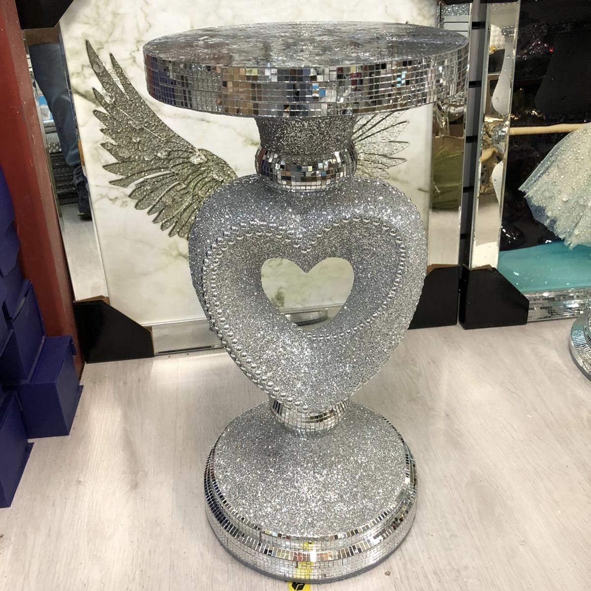 Touch of Vogue TOV® Silver Mirrored Side Table Modern Plant Stands Bed ...