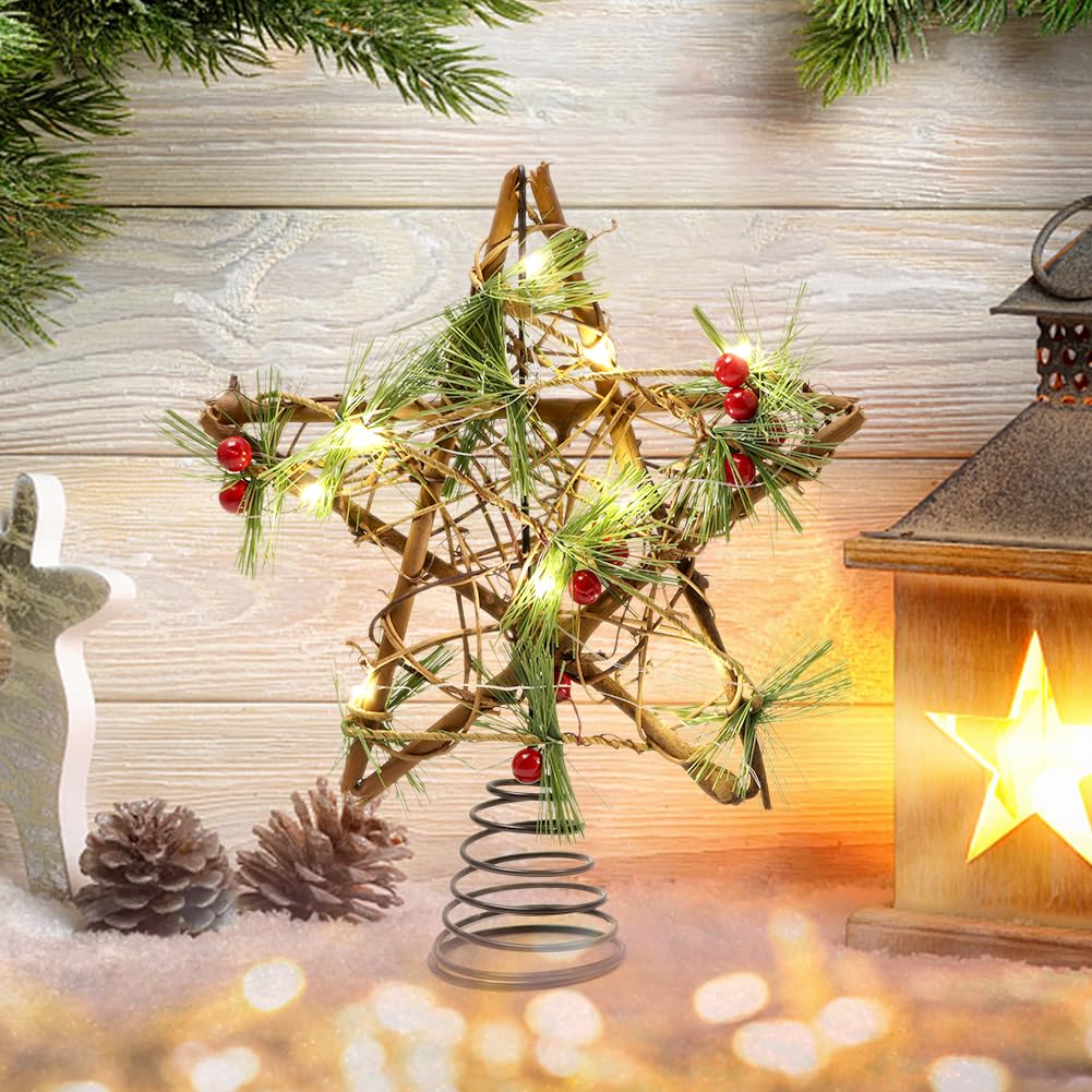 Amazon.com: 10 Inch 10 LED Christmas Tree Star Topper with Lights ...