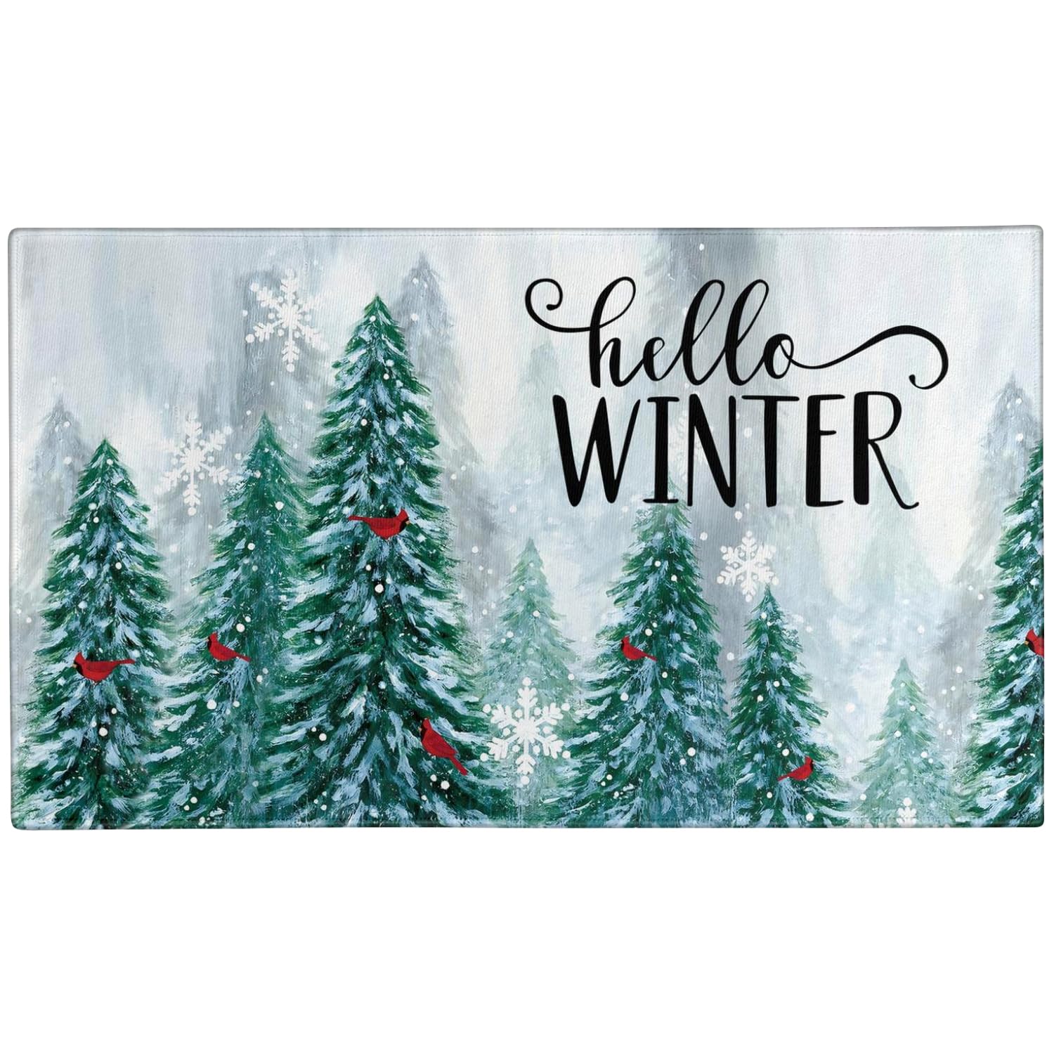 Amazon.com: Hello Winter Door Mat Outdoor for Front Door,Pine Trees ...