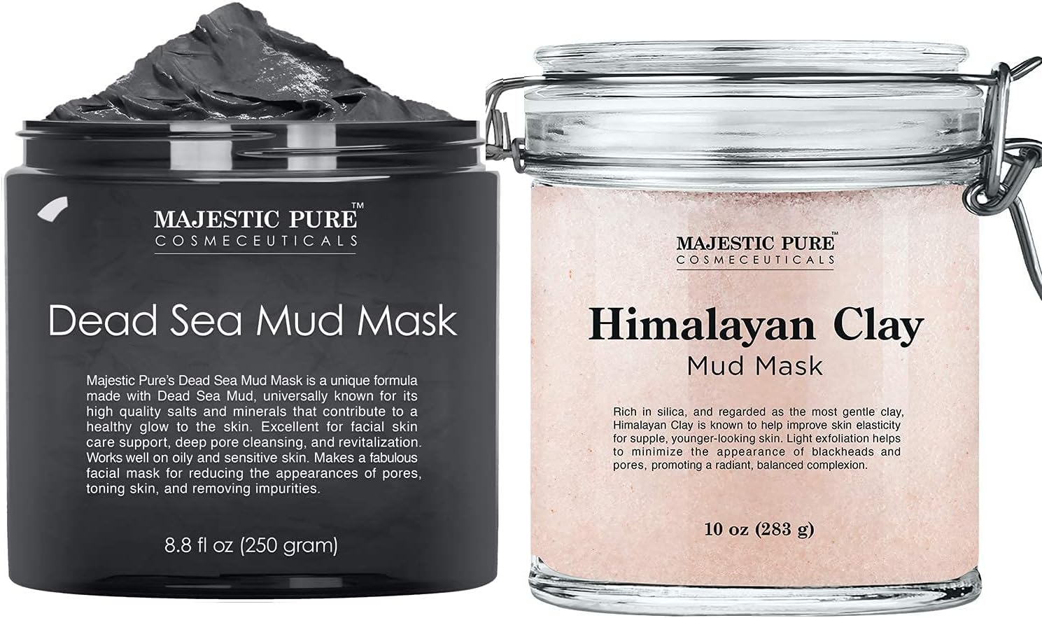 Amazon.com : Majestic Pure Dead Sea Mud Mask and Himalayan Clay Mask ...