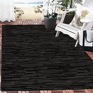 Amazon.com: Rustic Wood Grain Farmhouse Outdoor Rugs 6x9 Black ...