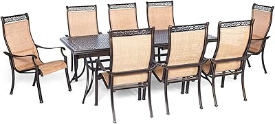 Amazon.com : Hanover Manor 9-Piece Rust-Free Outdoor Patio Set with 8 ...