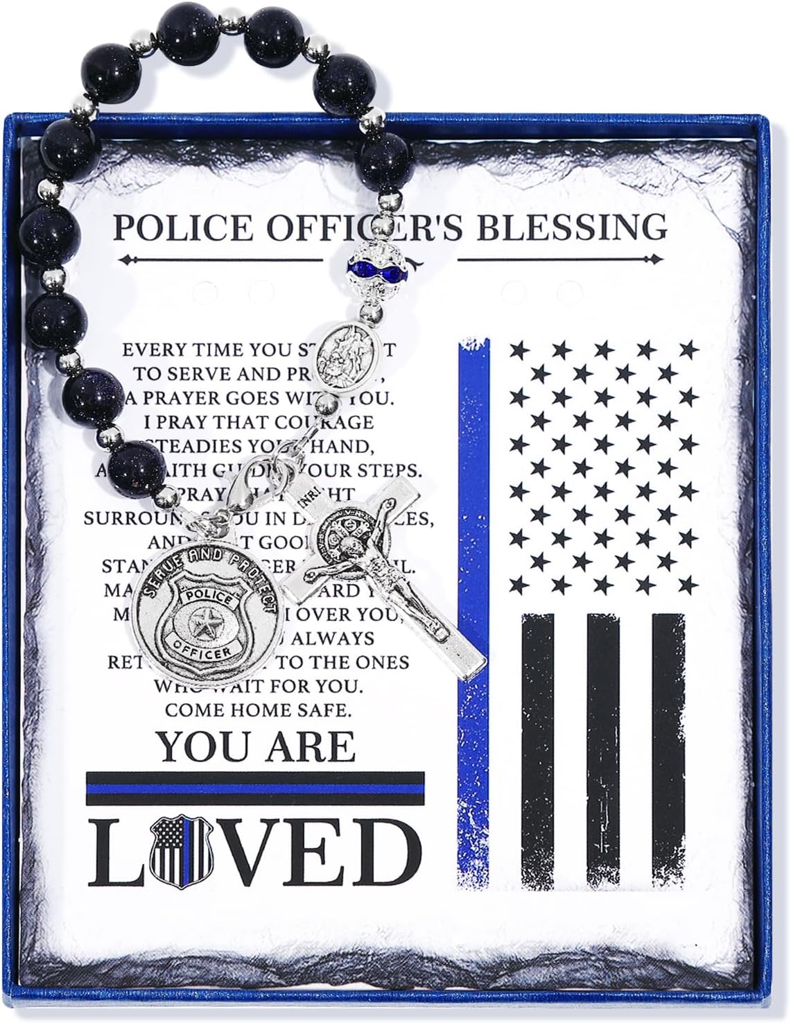 Amazon.com: St. Michael Police Pocket Rosary Chaplet - Blue Sandstone ...