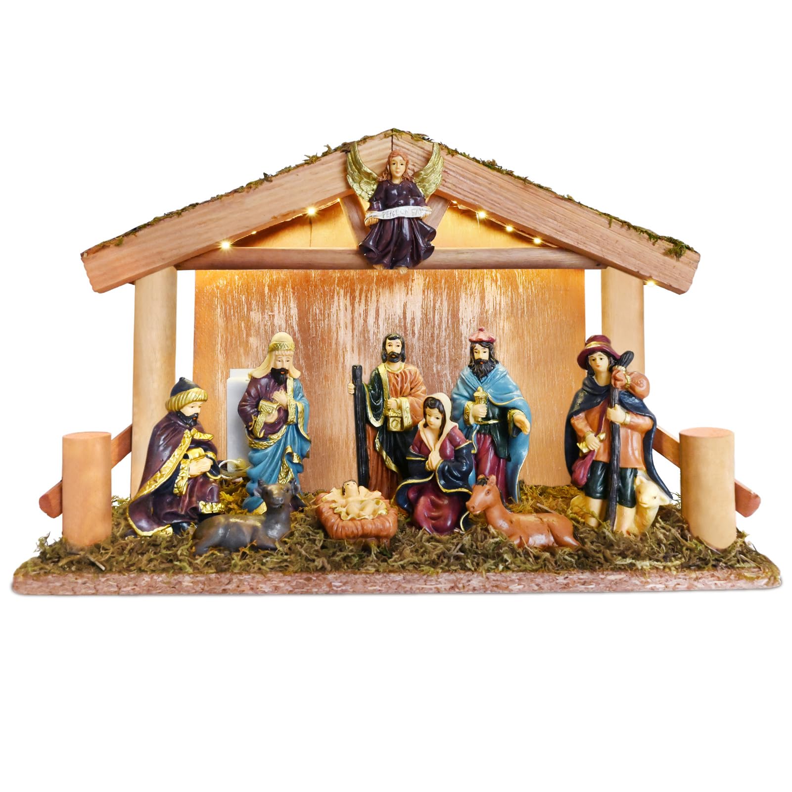 Amazon.com: NUKBIL Lighted Nativity Scene Indoor, Christmas Manger ...
