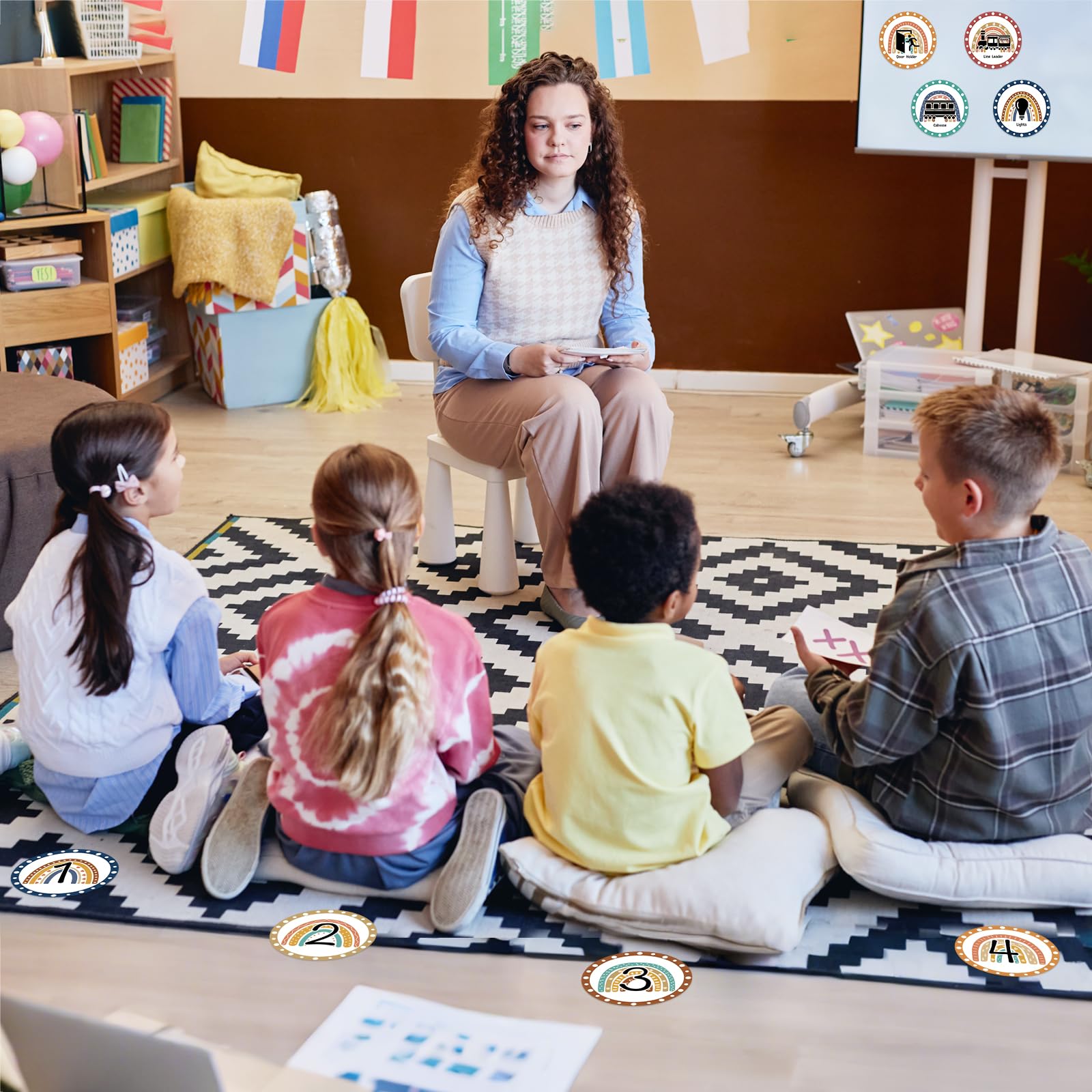 Snapklik.com : 58Pcs Line Up Spots Floor Stickers For Classroom 4 ...