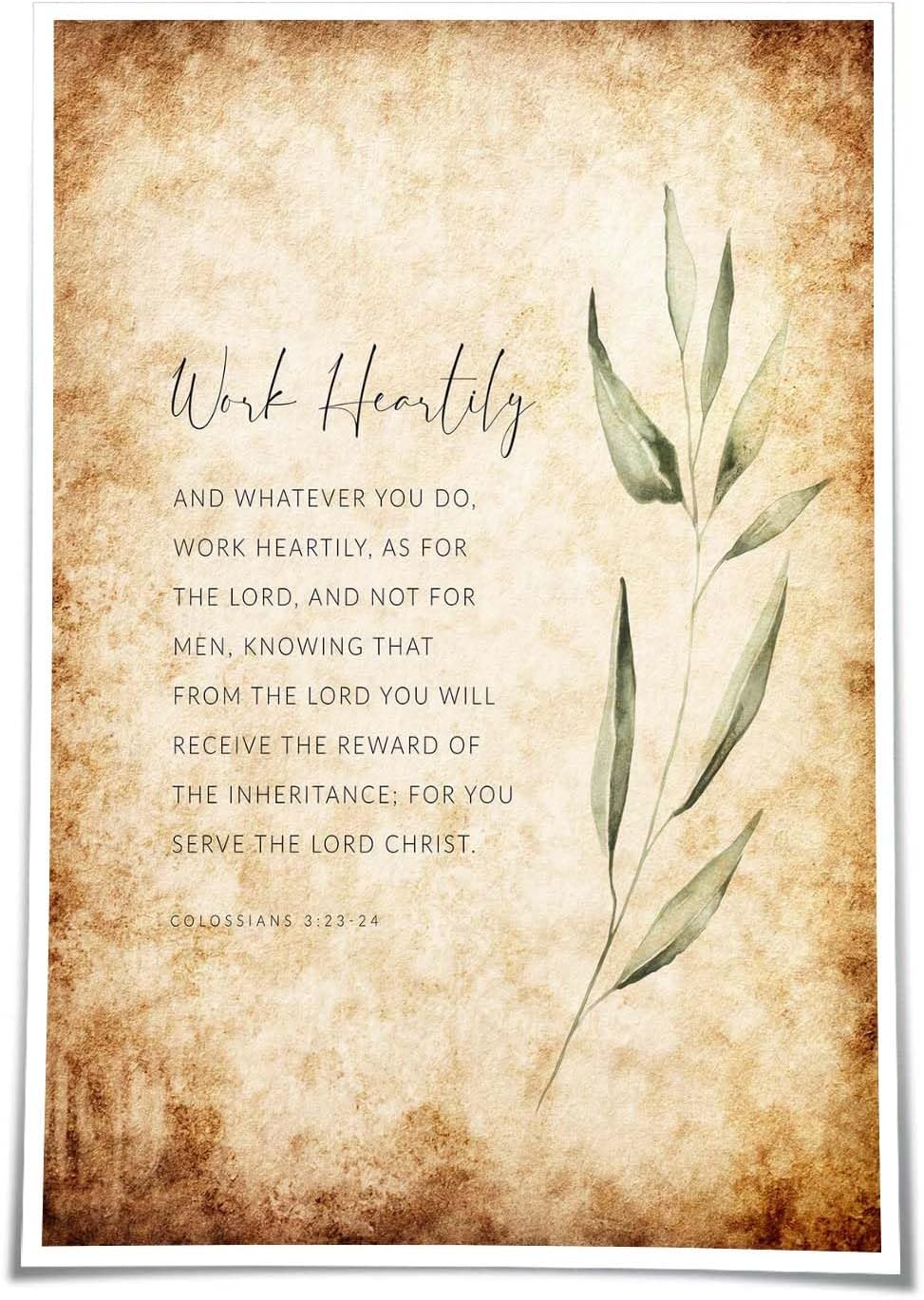Amazon.com: Shesinee Colossians 3 23-24 Bible Quote Wall Art Scripture ...