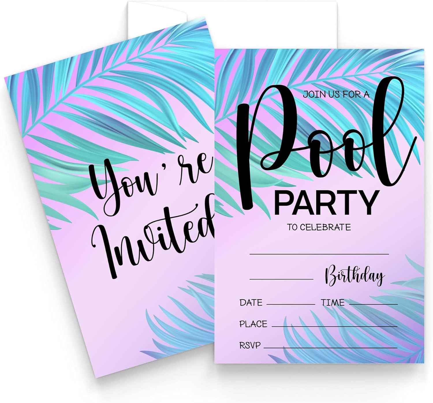 Amazon.com : Pool Party Birthday Invitations With Envelopes, Swimming ...