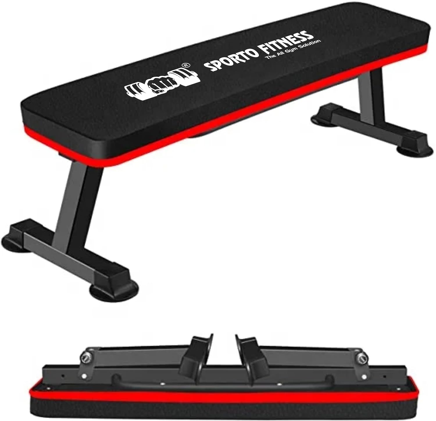 Sporto Fitness S-104 Foldable Flat Bench for Multi-Purpose Weight ...