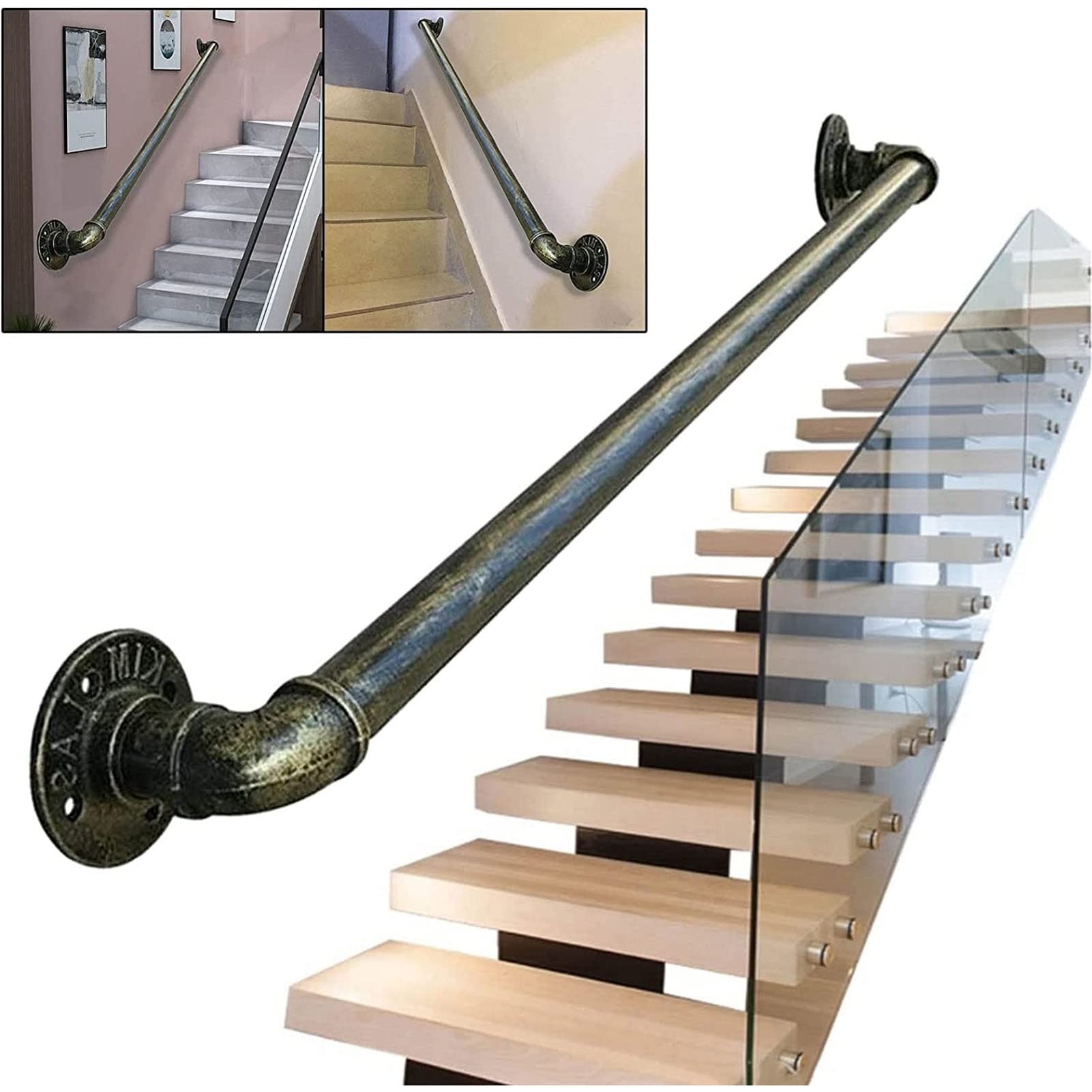 Buy Staircase handrail Stair Handrail, 1ft-20ft Antique Brass Pipe ...