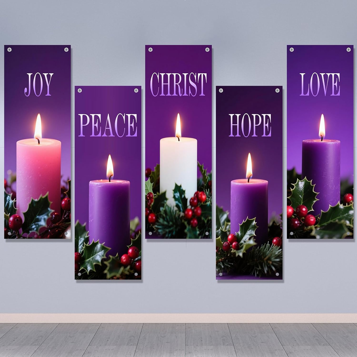 Amazon.com: Hahafelt 5 Pcs Advent Banner Set 72 x 24 Inches Hope Peace ...