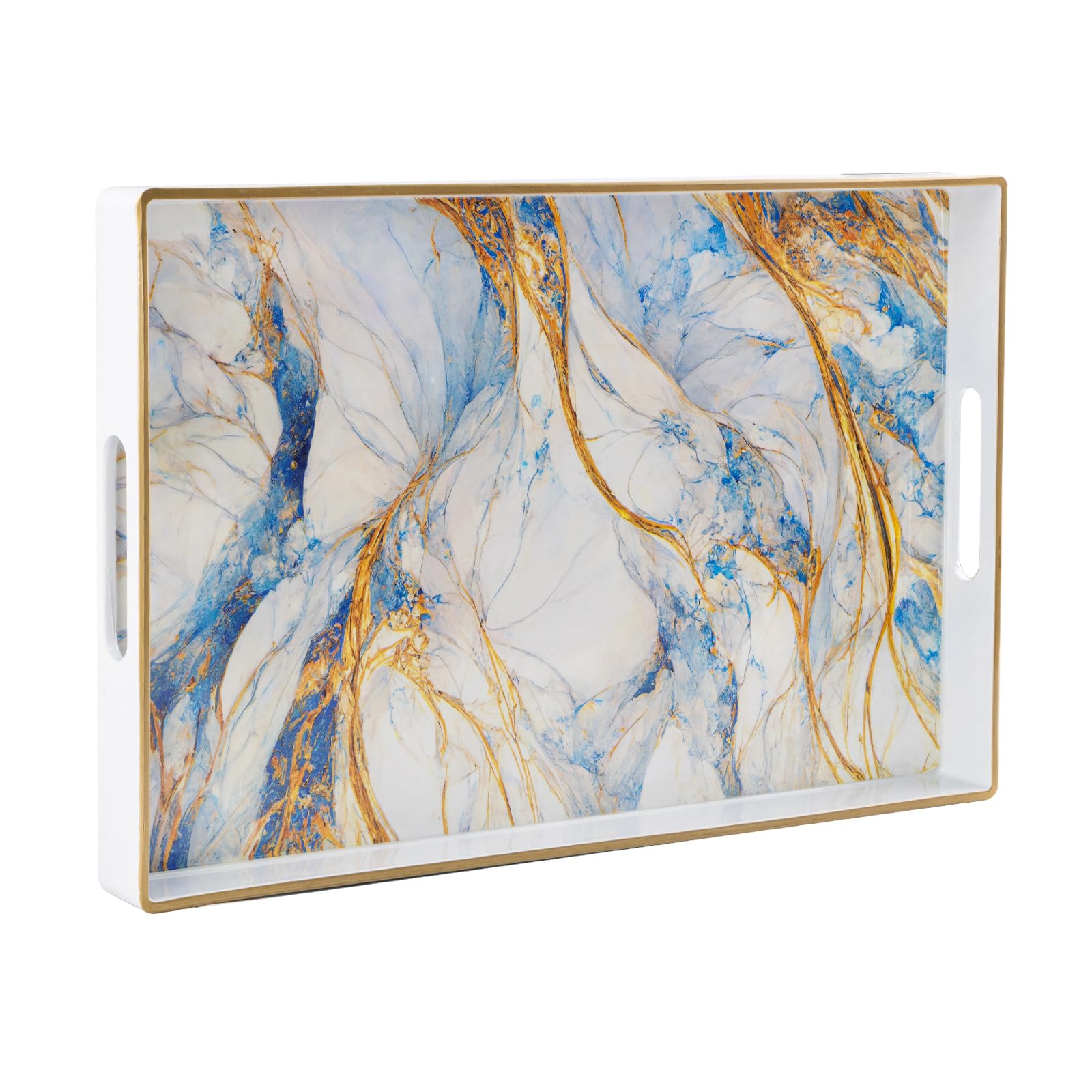 Amazon.com: MAONAME Rectangular Decorative Tray, Modern White Serving ...