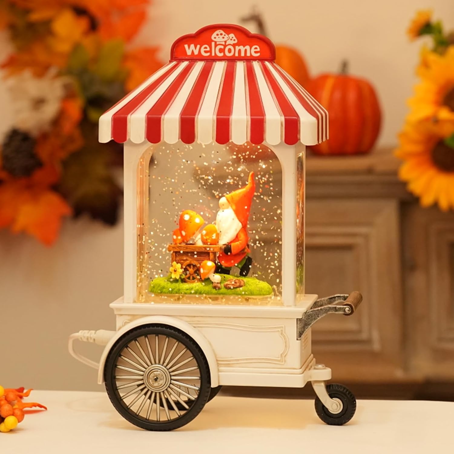 Amazon.com: Fall Gnome Snow Globe Lighted Fall Decorations for Home ...