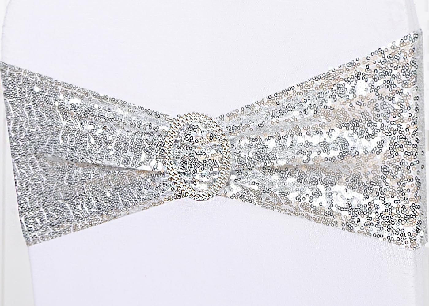 Amazon.com: JFDYDM 100 Pack Double-Sided Sequins Silver Chair Sashes ...