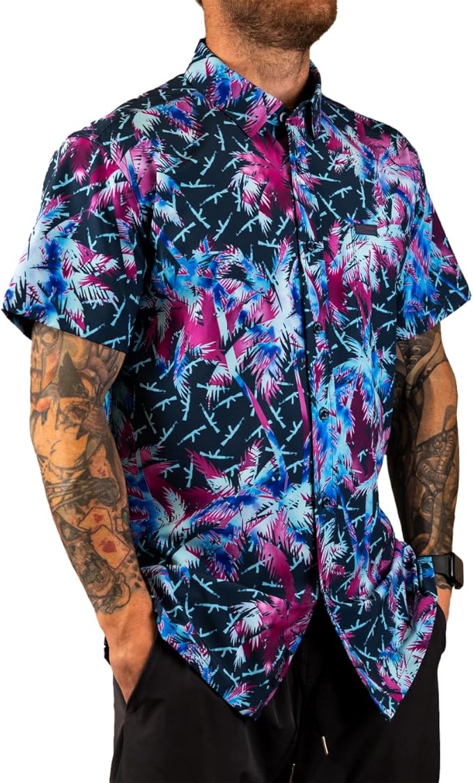 Amazon.com: Retro Rifle Men’s Short Sleeve Button Down Shirt - AKs and ...