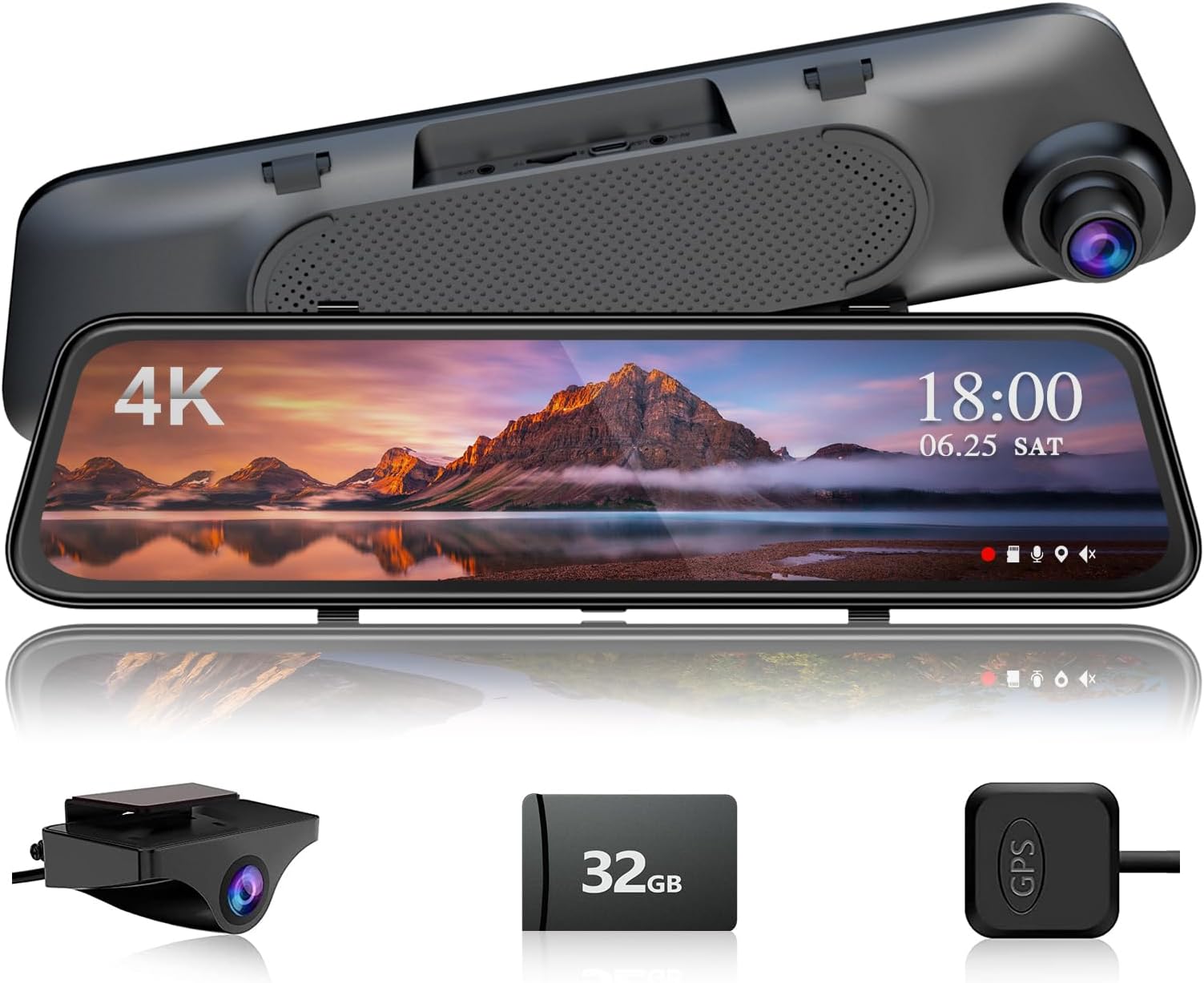 Amazon.com: Mirror Dash Cam 4K, 12" Full Touch Screen Backup Mirror ...