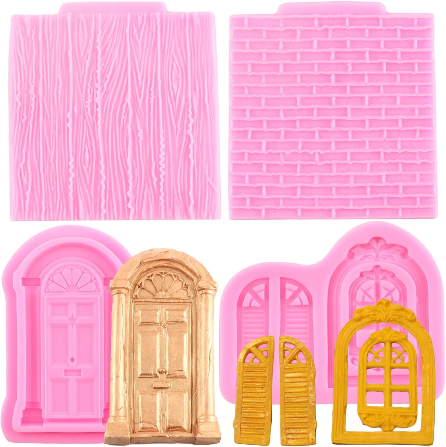 Amazon.com: LKDQUTHM Brick Wall Texture Fondant Molds Wood Grain Tree ...