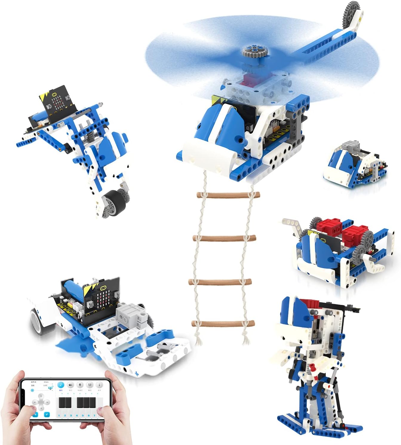 Amazon.com: Yahboom Micro:bit Building Block Robot Kit 16 in 1 STEM ...