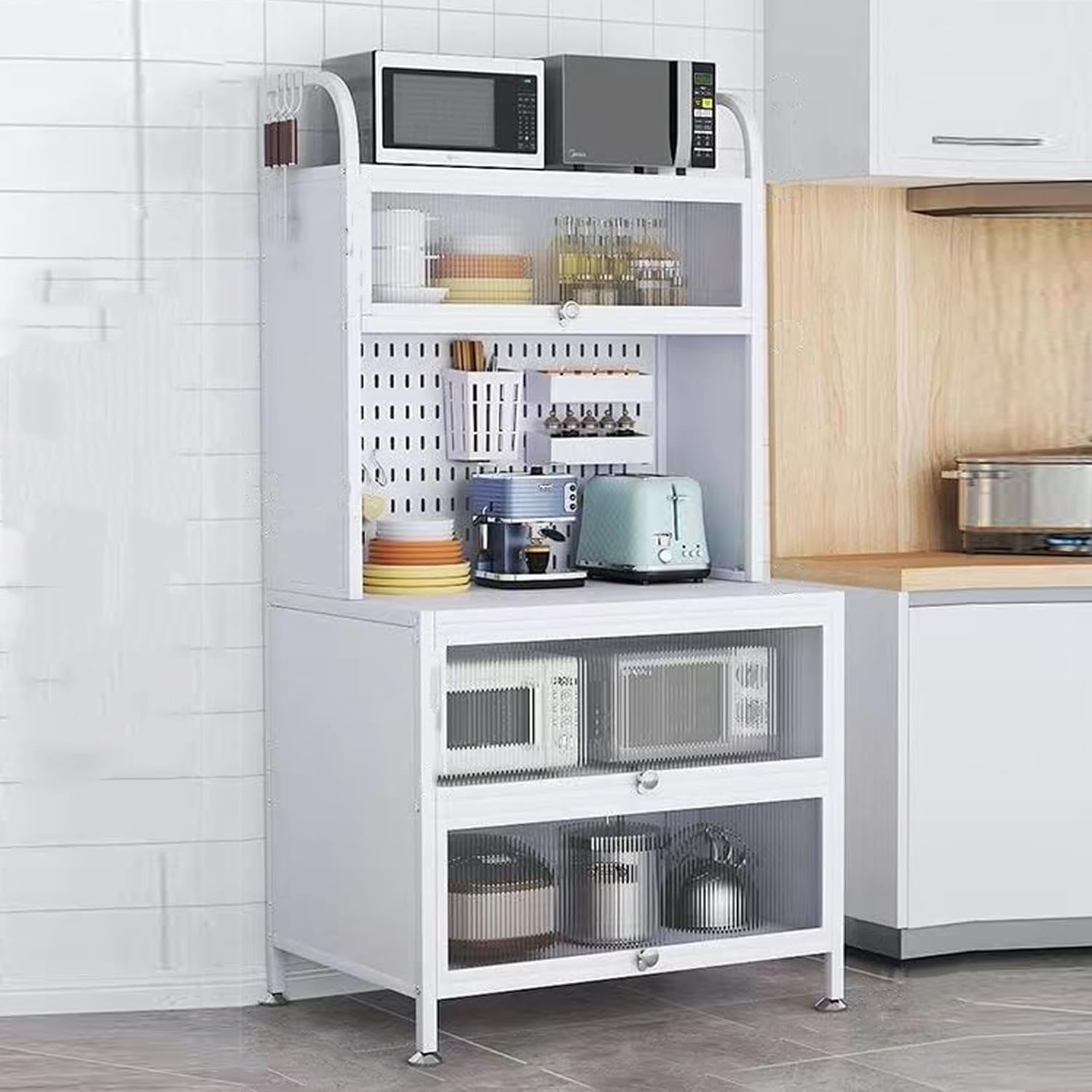 Amazon.com - Kitchen Storage Cabinet - Bakers Rack Countertop ...