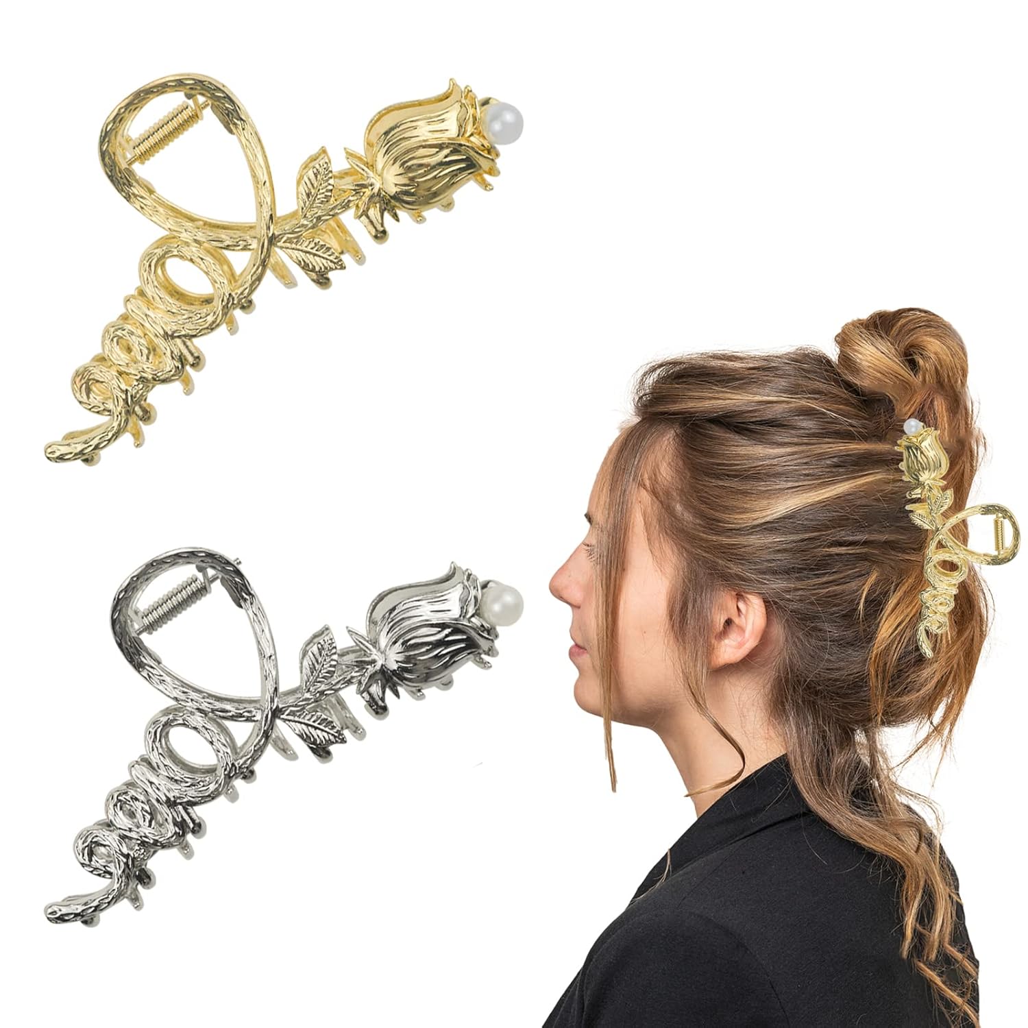 Amazon.com : 2 PACK Tulip Flower Metal Claw Clips Large Claw Clips Non ...